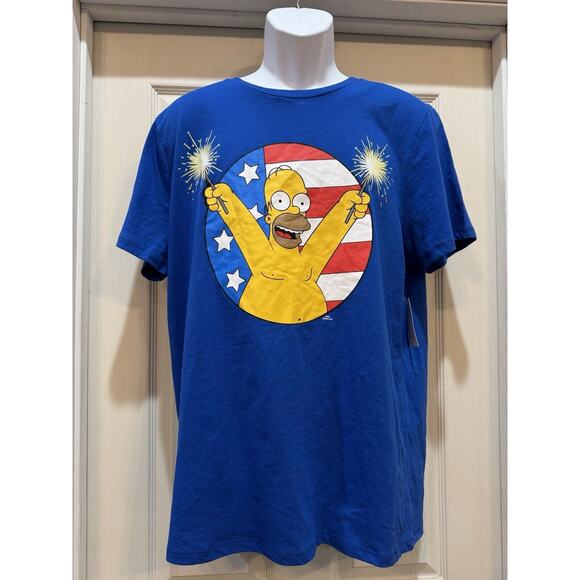 Simpsons | Shirts | The Simpsons Homer Flag And Sparklers Tshirt L ...